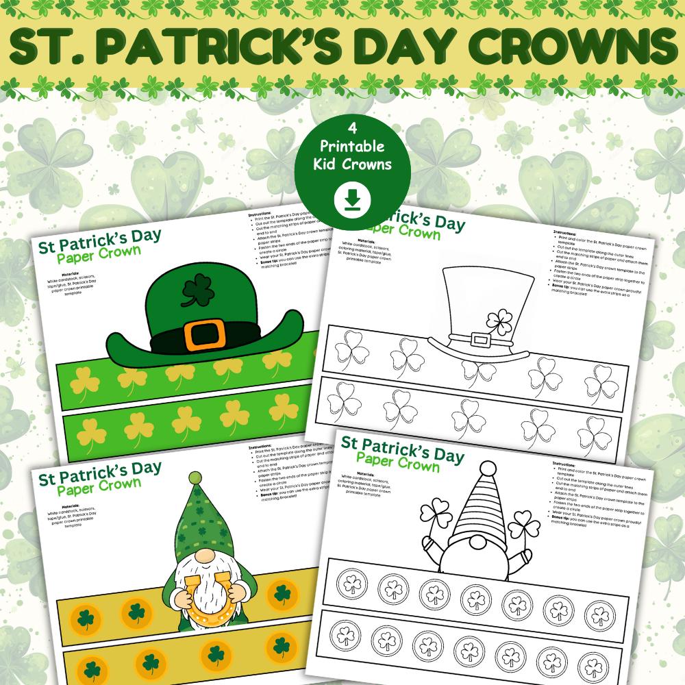 Printable St. Patrick's Day Crowns: Leprechaun Hats (Digital Download ...
