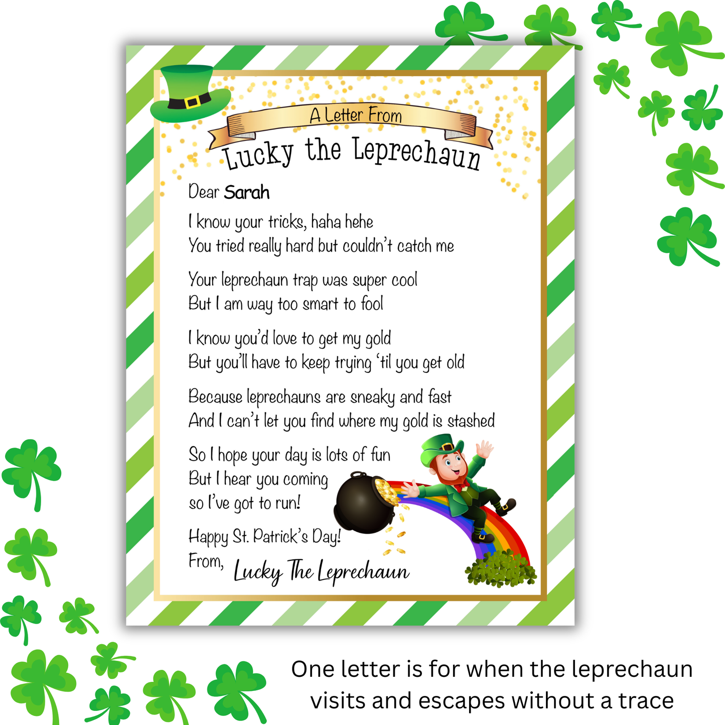 Editable Leprechaun Letter: St. Patrick's Day Note – Fun Money Mom