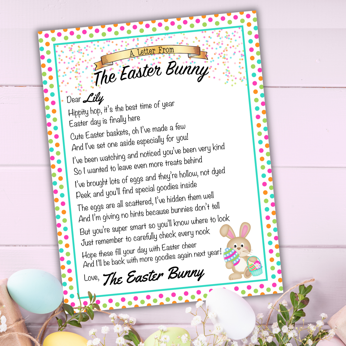 Editable Easter Bunny Letter – Fun Money Mom